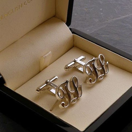 Customised cufflink / Engraved Name With Small Heart Cufflinks